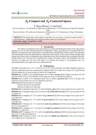 𝑺𝒈 ∗ -Compact and 𝑺𝒈 ∗ -Connected Spaces | PDF