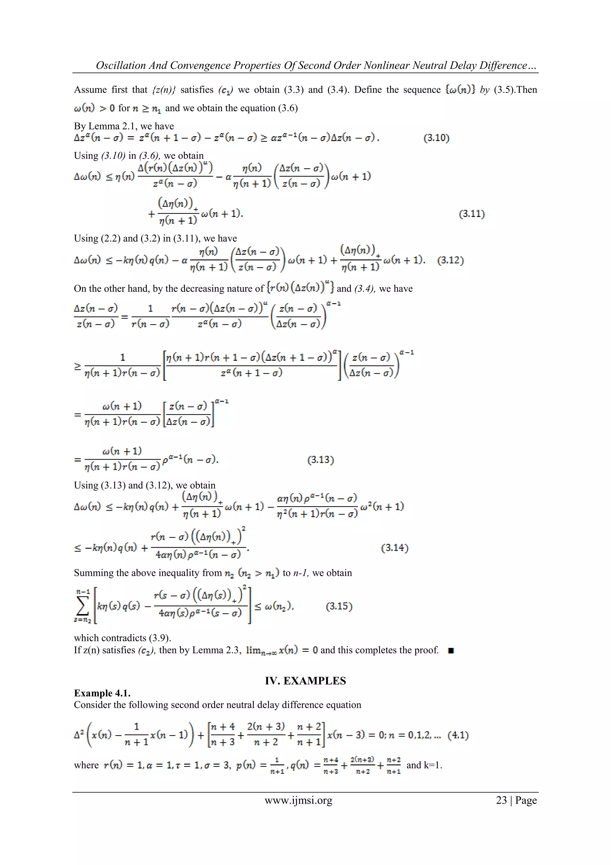 Oscillation And Convengence Properties Of Second Order Nonlinear Neutral Delay Difference
