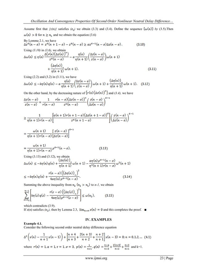 Oscillation and Convengence Properties of Second Order Nonlinear Neutral Delay Difference ...