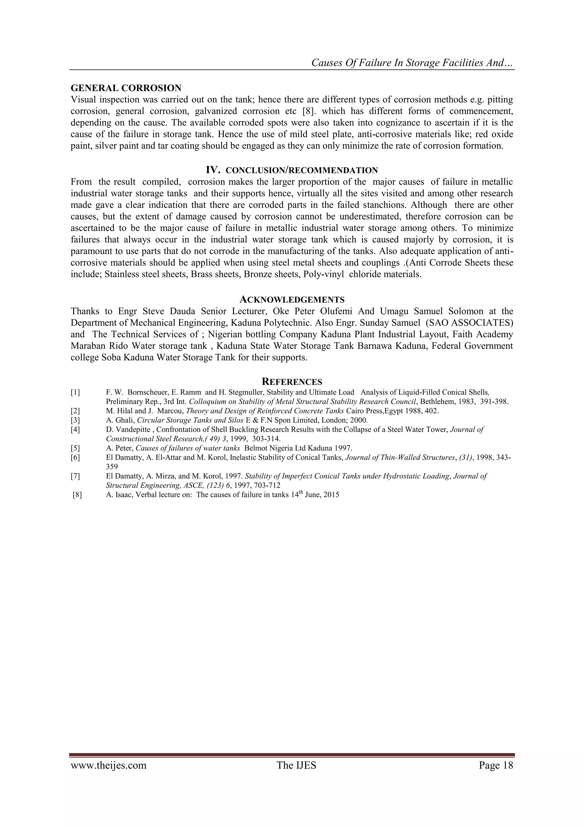 Causes of Failure in Storage Facilities and Their Supports | PDF
