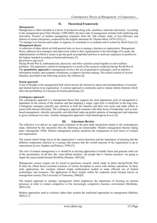 Contemporary Theory of Management: A Comparative Study on Quantitative ...