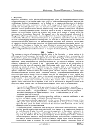 Contemporary Theory of Management: A Comparative Study on Quantitative ...