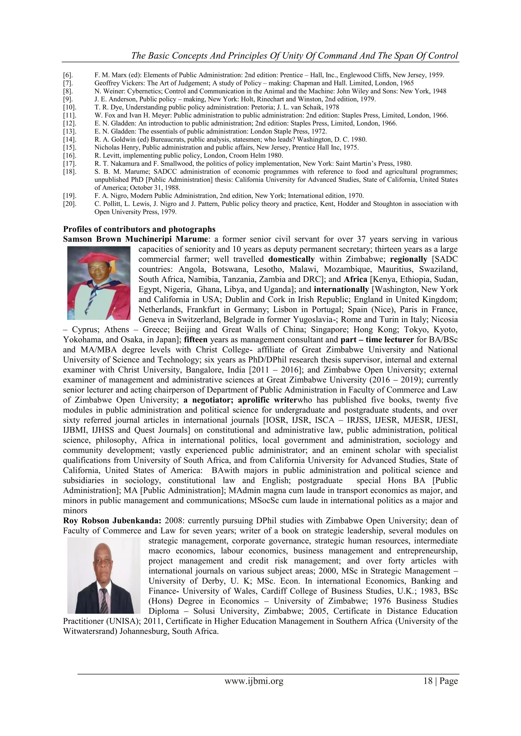 The Basic Concepts And Principles Of Unity Of Command And The Span Of Control Pdf 