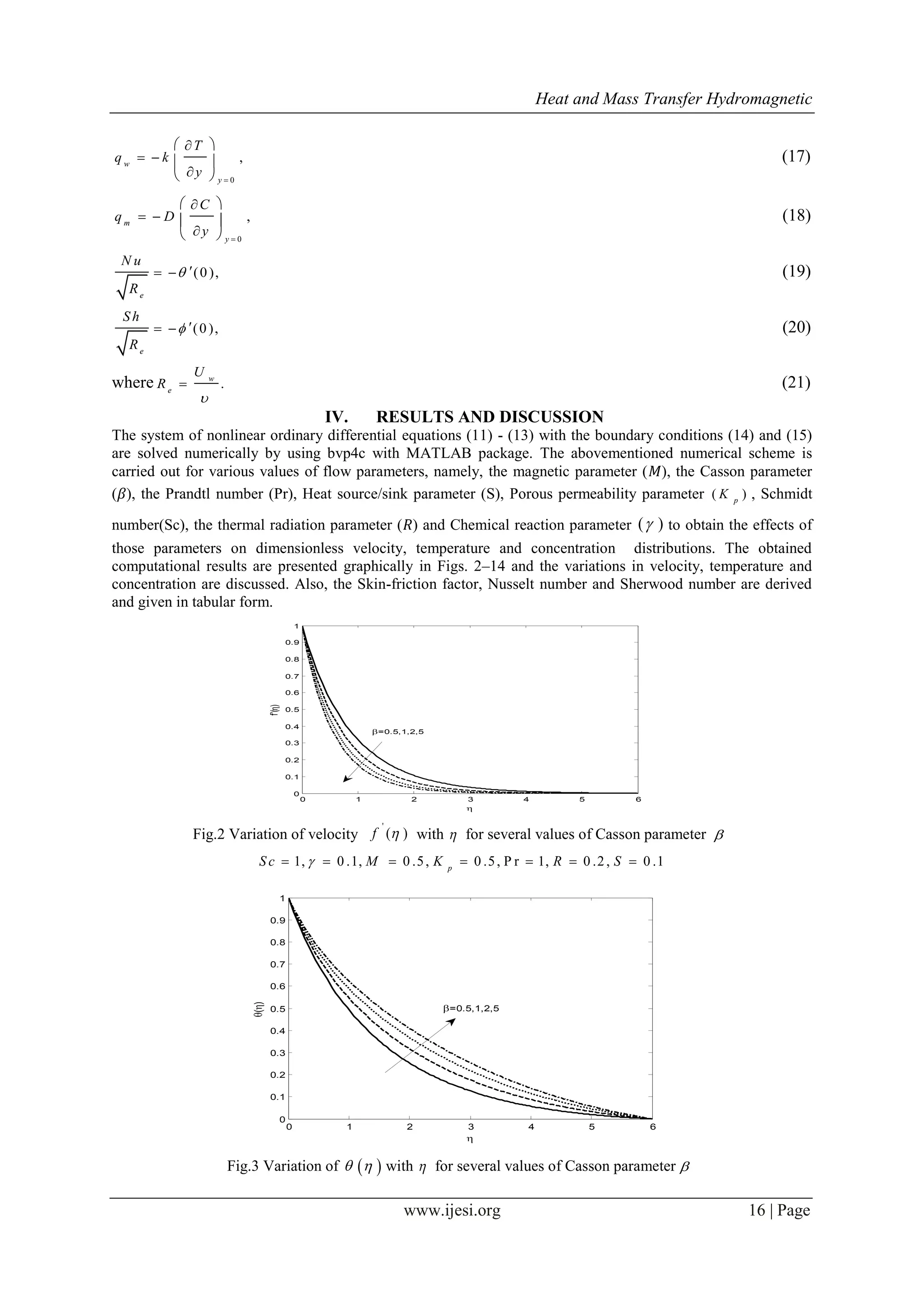Heat and Mass Transfer Hydromagnetic Radiative Casson Fluid Flow over ...