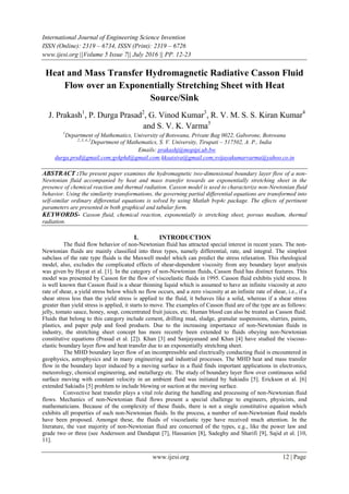 Heat and Mass Transfer Hydromagnetic Radiative Casson Fluid Flow over an Exponentially ...