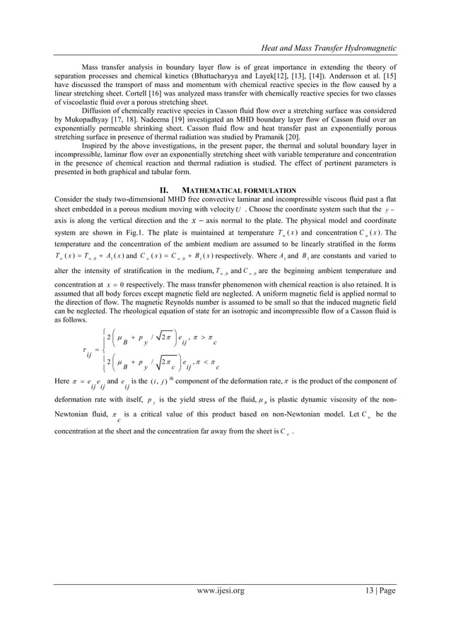 Heat and Mass Transfer Hydromagnetic Radiative Casson Fluid Flow over an Exponentially ...