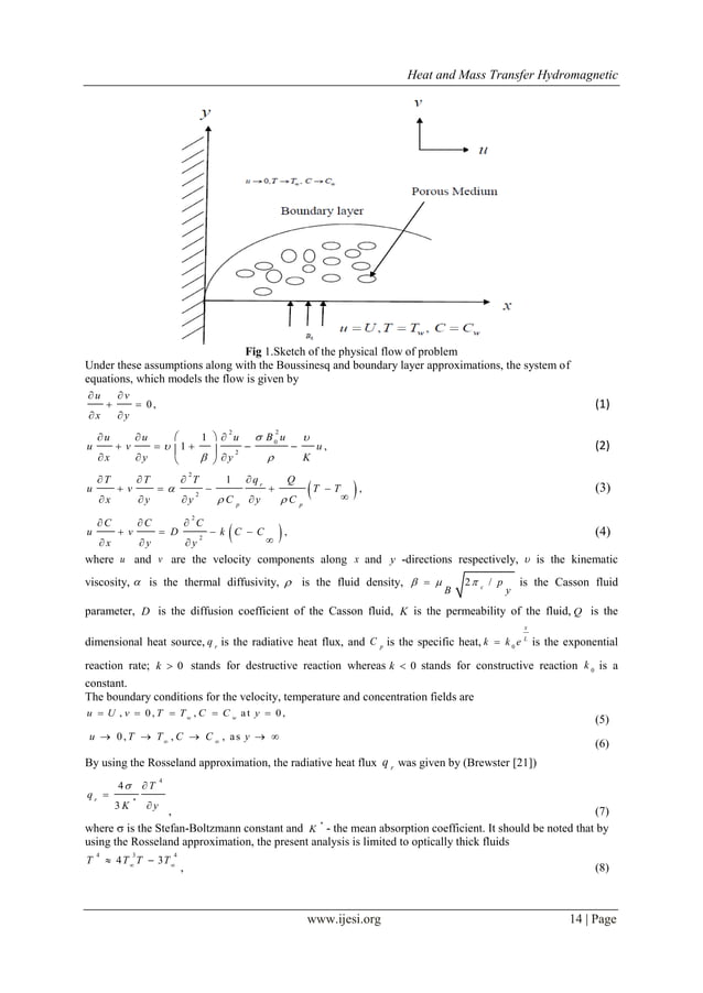 Heat and Mass Transfer Hydromagnetic Radiative Casson Fluid Flow over an Exponentially ...
