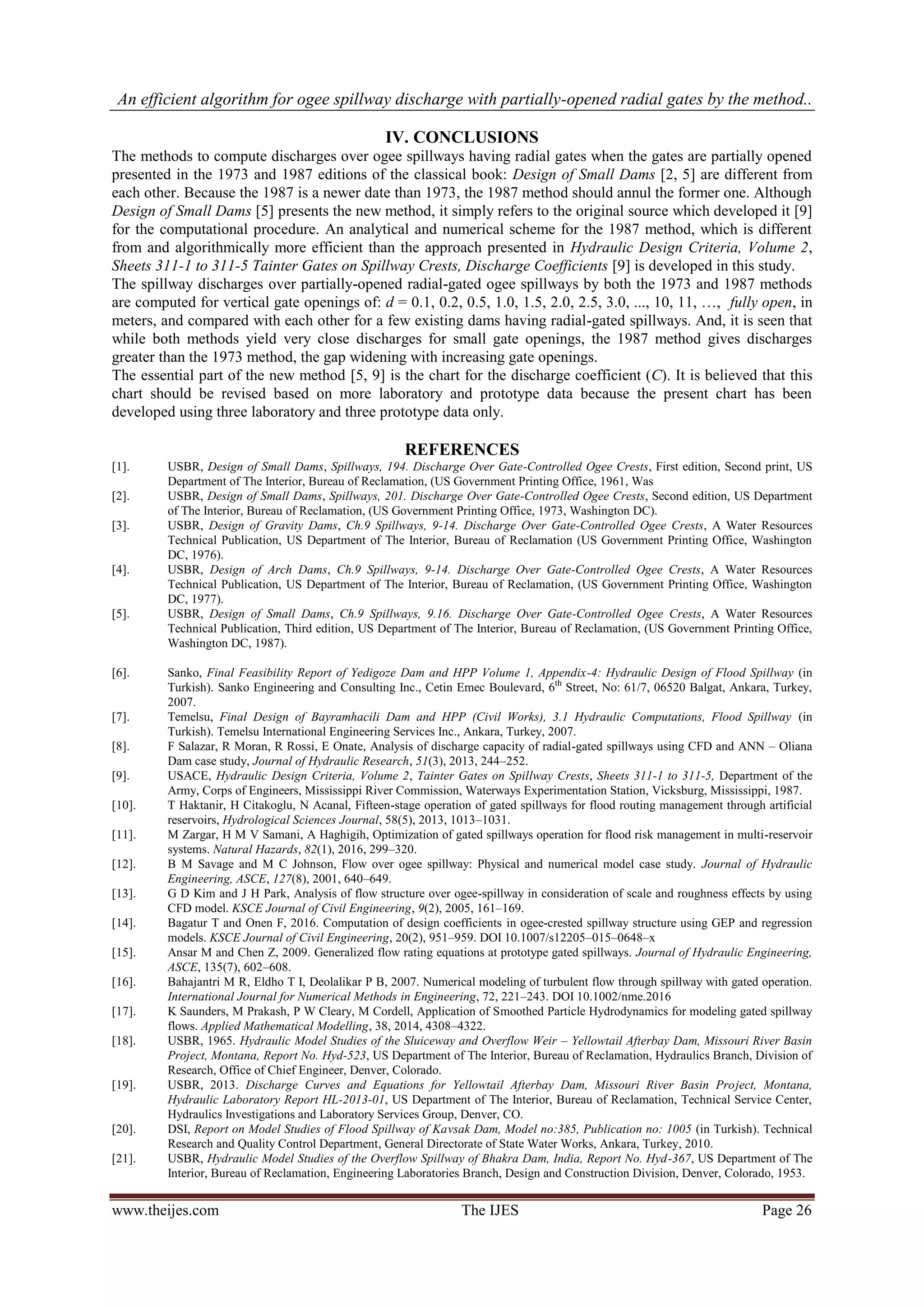An efficient algorithm for ogee spillway discharge with partiallyopened ...