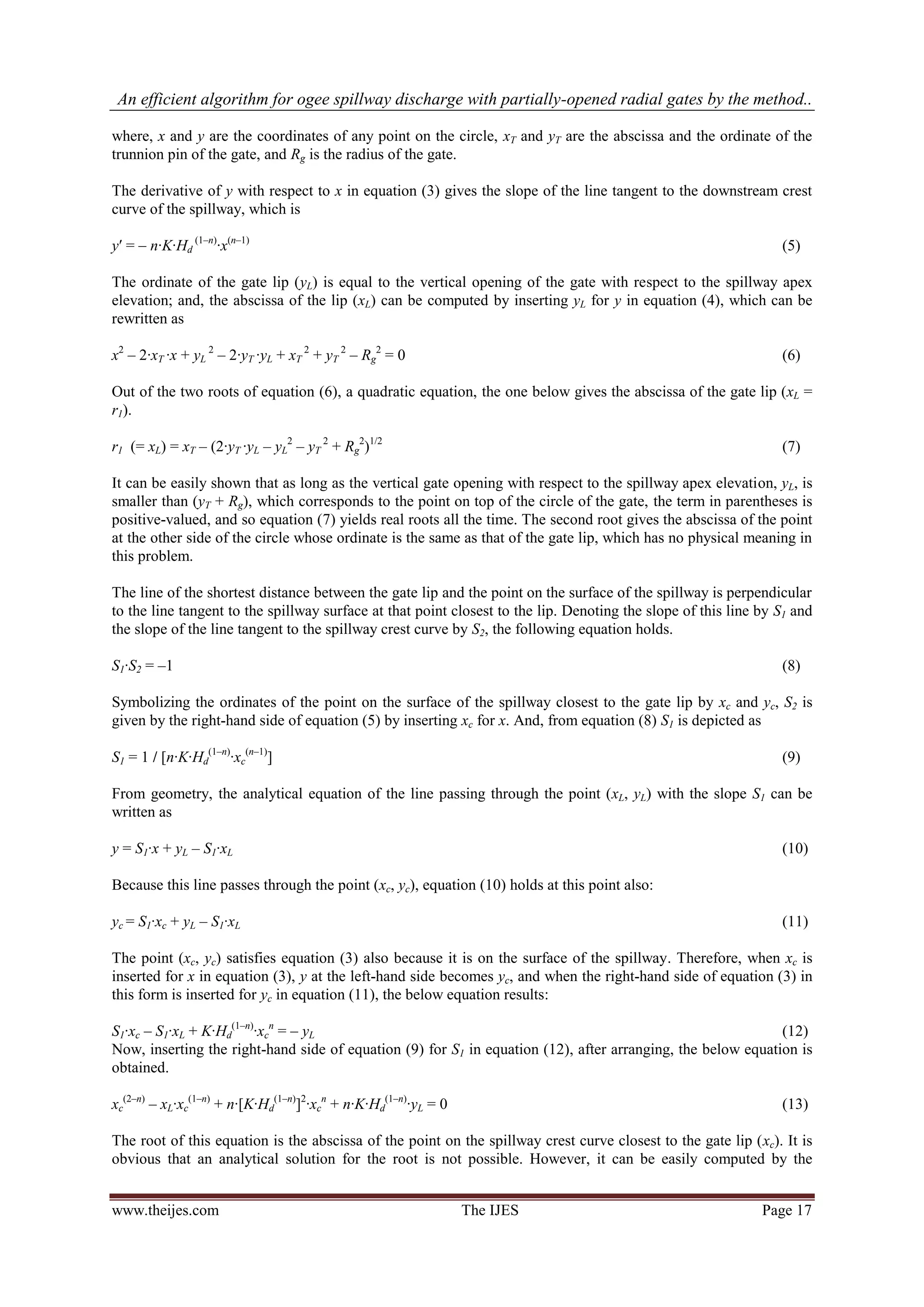 An efficient algorithm for ogee spillway discharge with partiallyopened ...