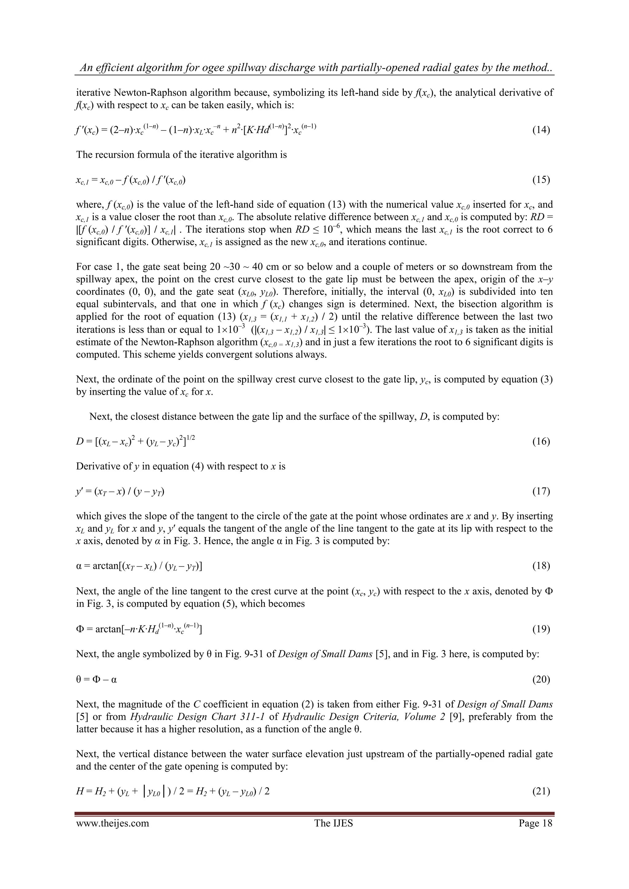 An efficient algorithm for ogee spillway discharge with partiallyopened ...