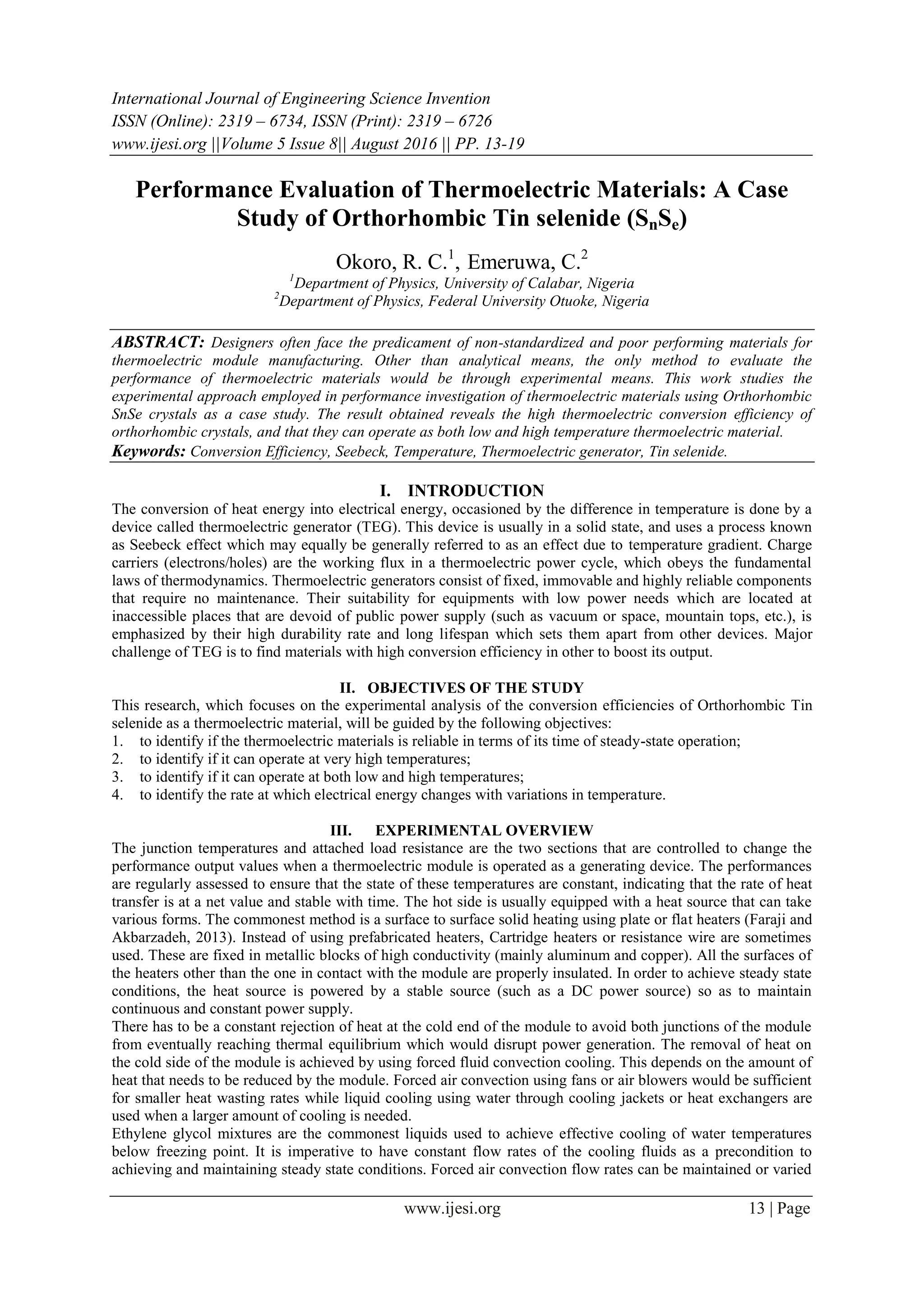 Performance Evaluation of Thermoelectric Materials: A Case Study of ...