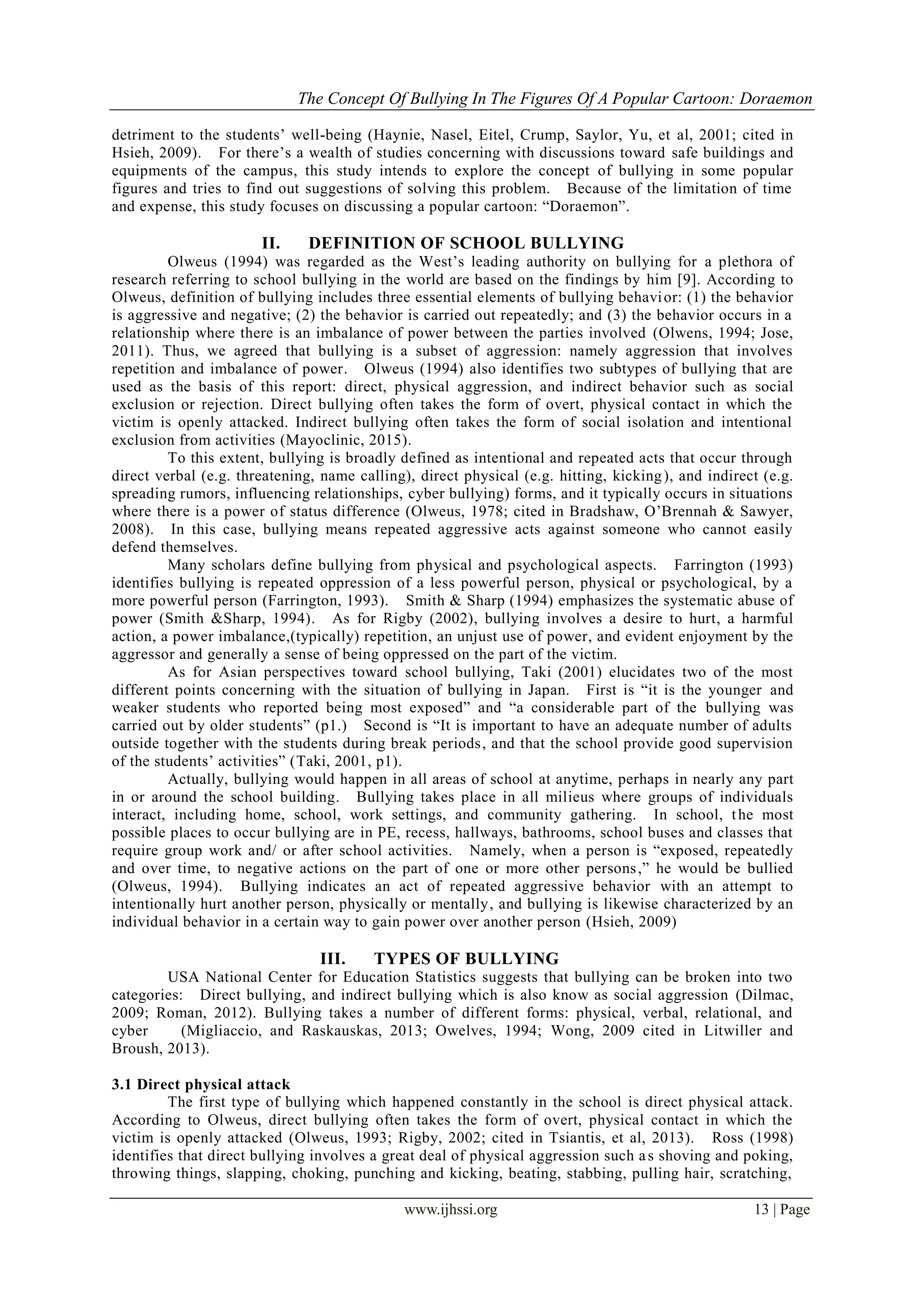 The Concept of Bullying In the Figures of a Popular Cartoon: Doraemon | PDF