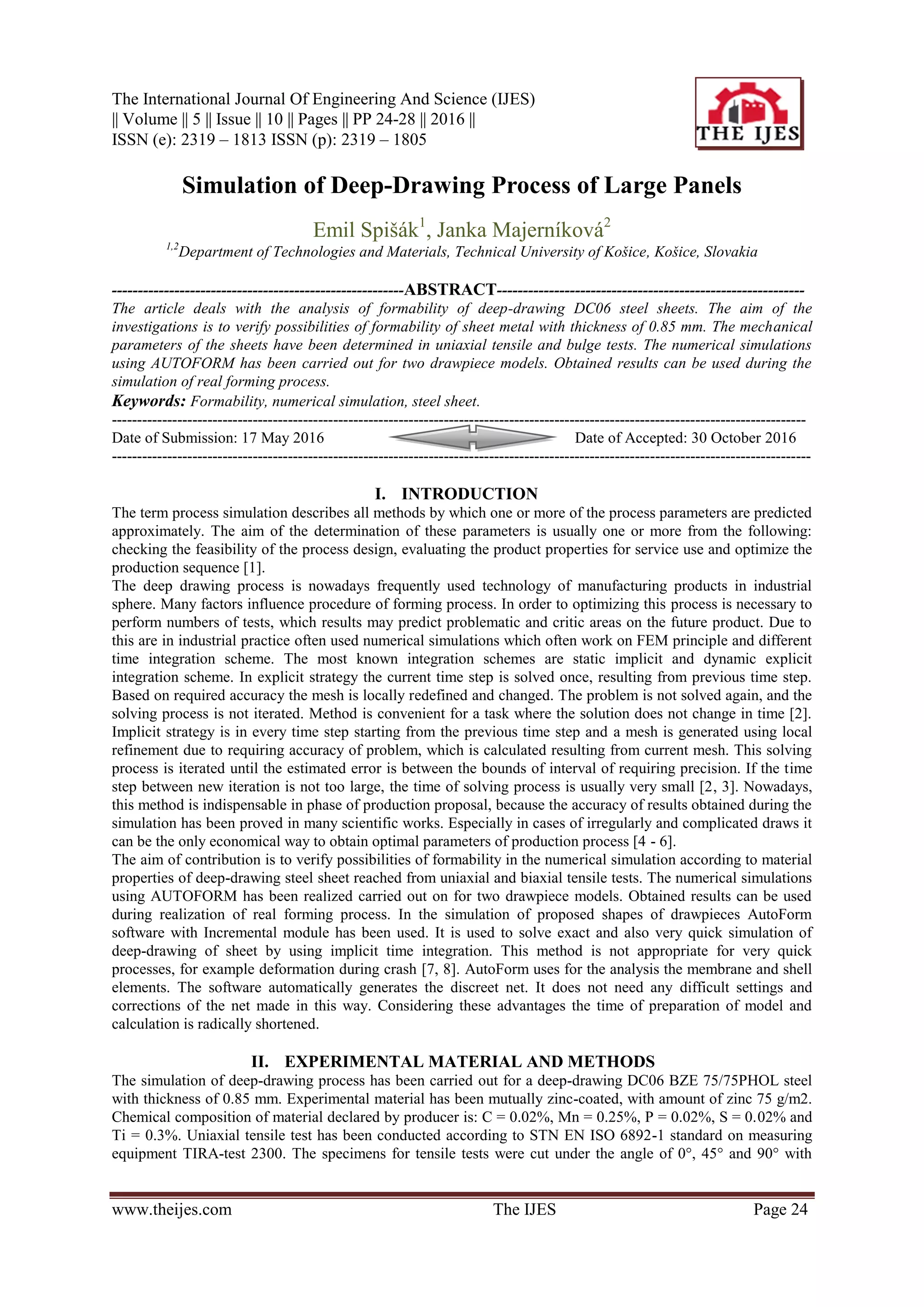 Simulation of Deep-Drawing Process of Large Panels | PDF