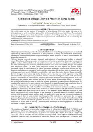 Simulation of Deep-Drawing Process of Large Panels | PDF