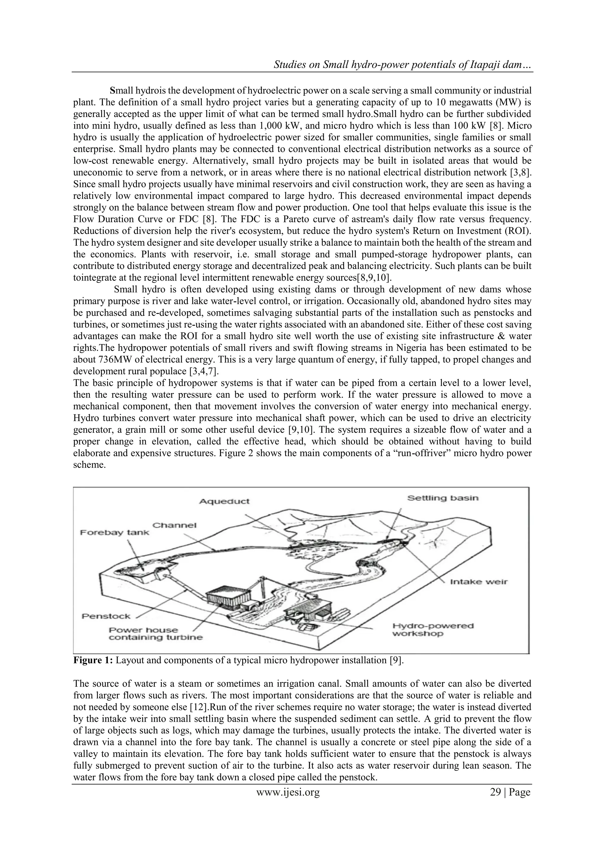 Studies on Small Hydro-Power Potentials of Itapaji Dam in Ekiti State, Nigeria. | PDF