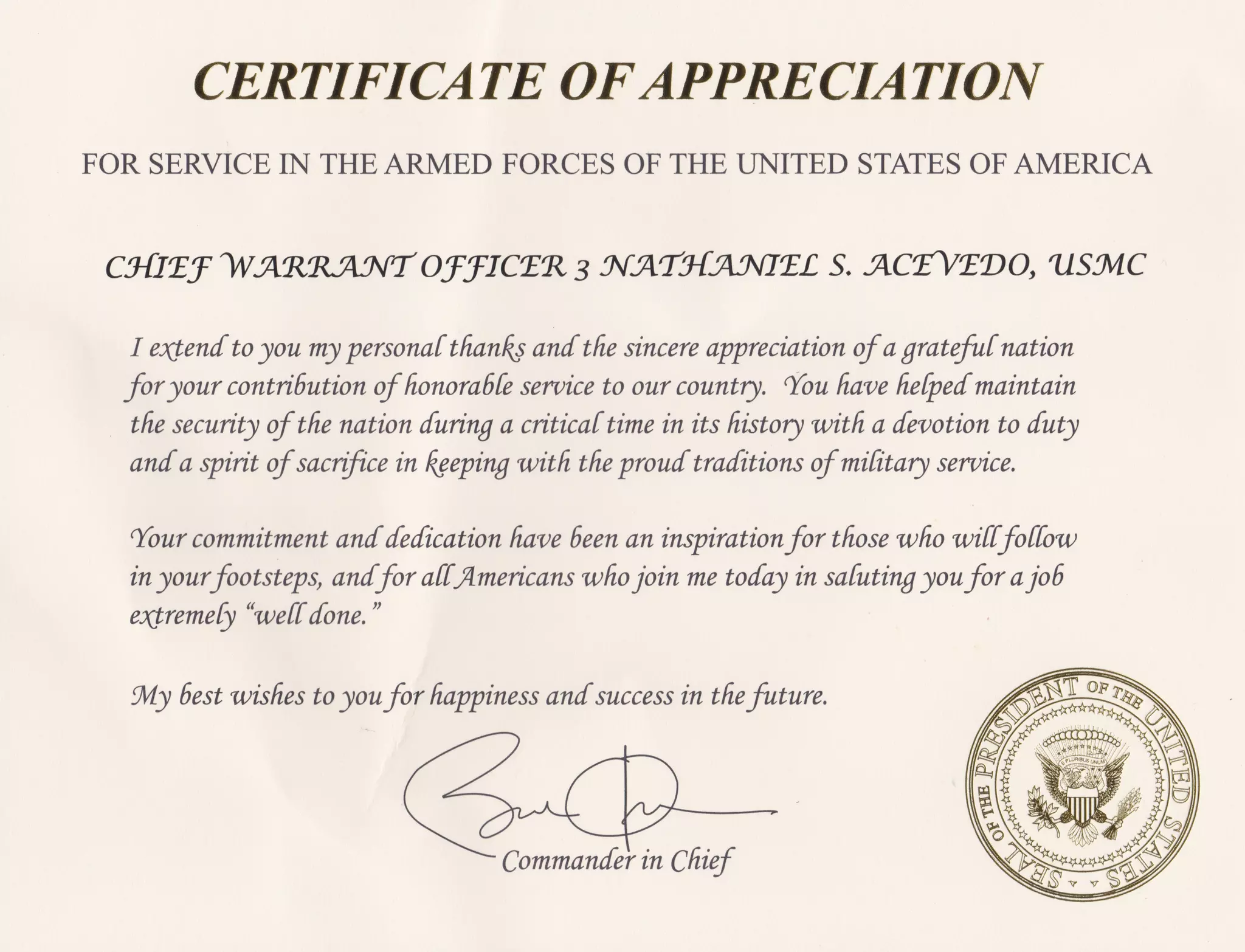Letter Of Appreciation President Obama | PDF