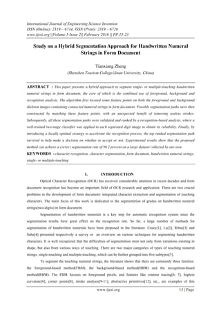 Study on a Hybrid Segmentation Approach for Handwritten Numeral Strings in Form Document | PDF ...