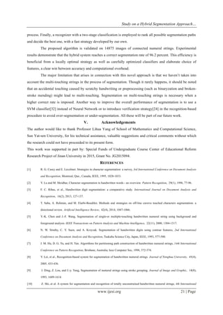 Study on a Hybrid Segmentation Approach for Handwritten Numeral Strings in Form Document | PDF
