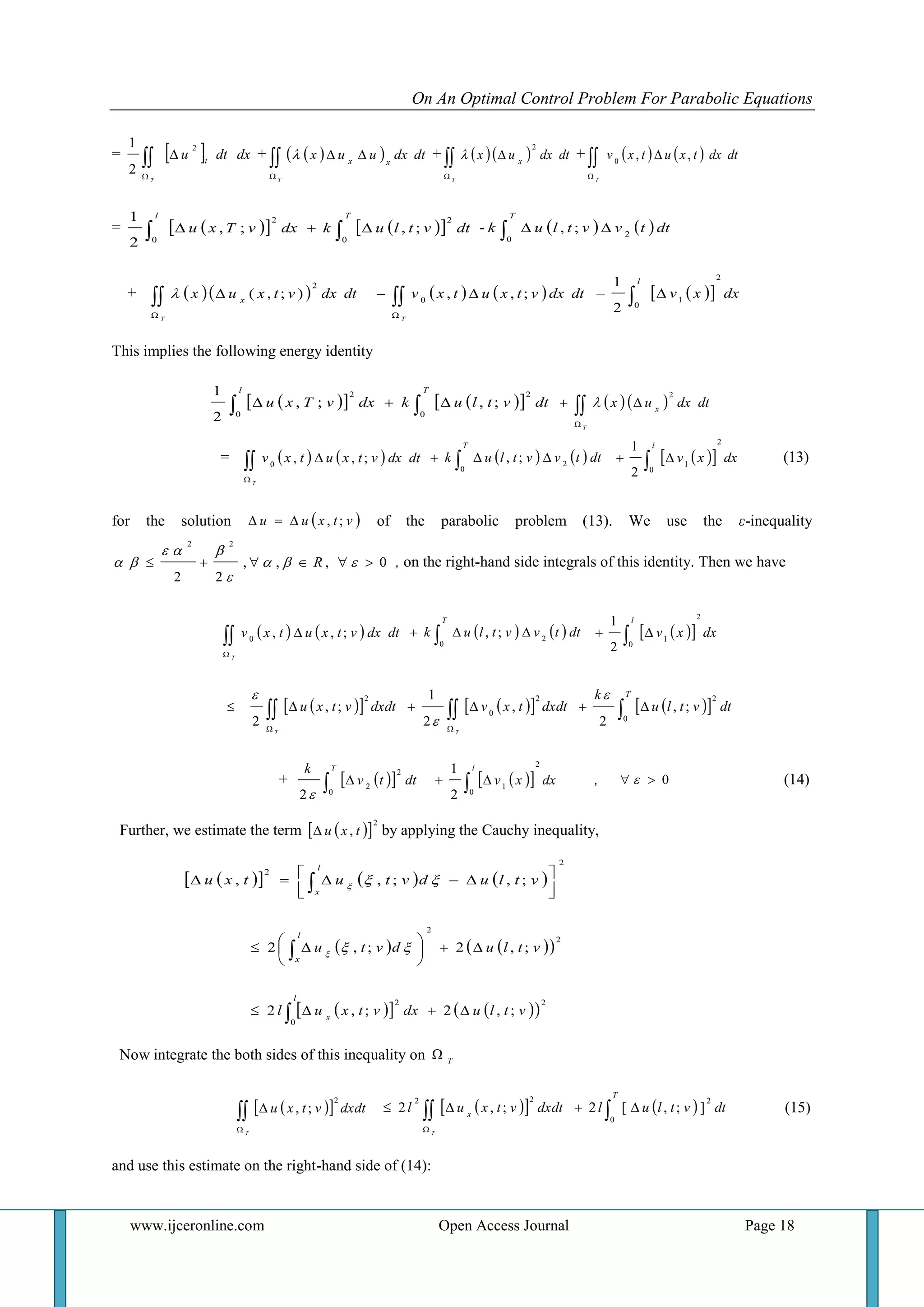 On An Optimal Control Problem For Parabolic Equations Pdf