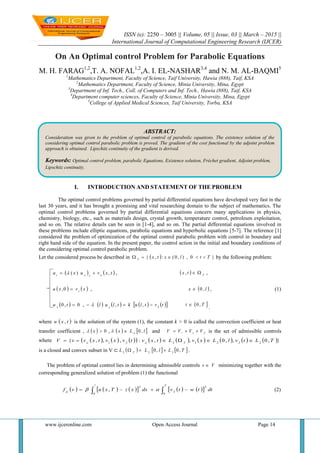 On an Optimal control Problem for Parabolic Equations | PDF