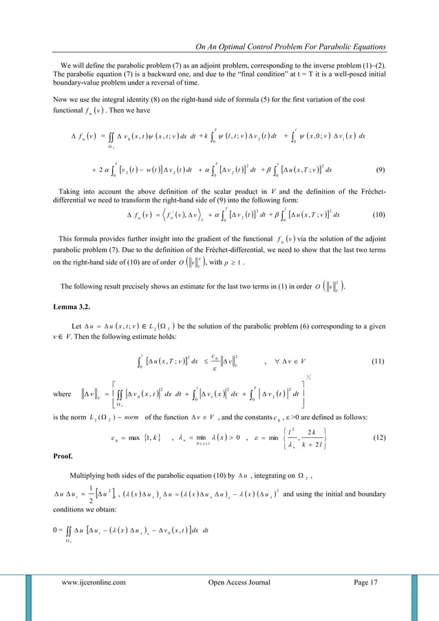 On an Optimal control Problem for Parabolic Equations | PDF