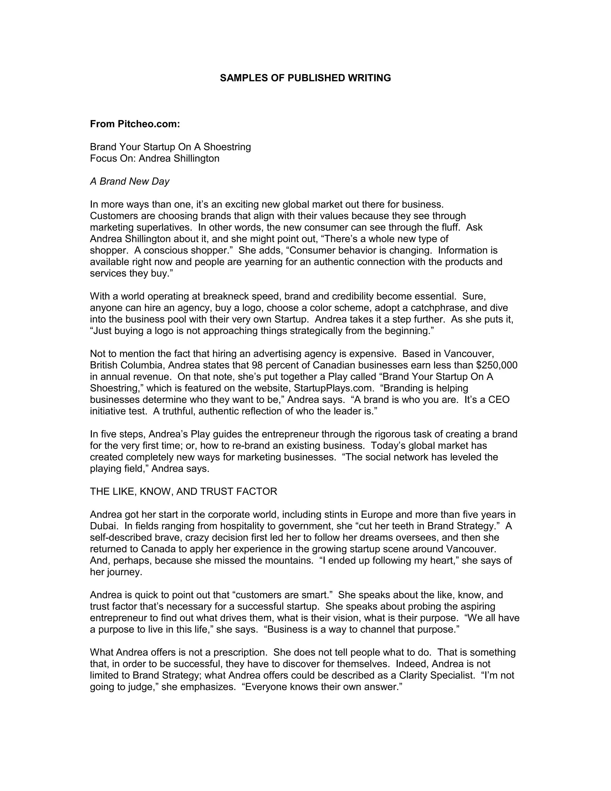 Writing samples | DOC