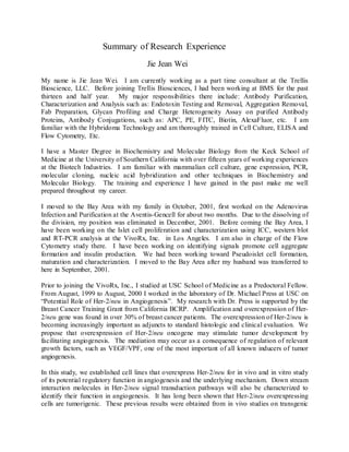 Summary of Research Experience | DOCX