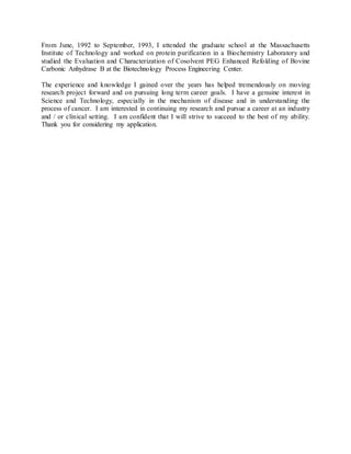 Summary of Research Experience | DOCX