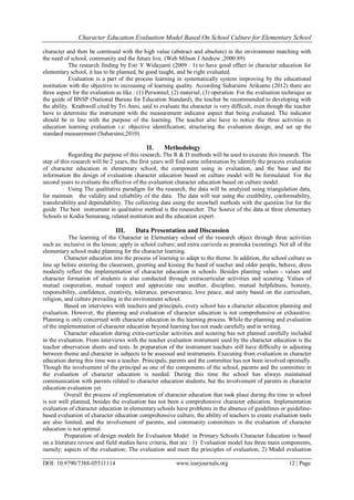 Character Education Evaluation Model Based On School Culture for ...