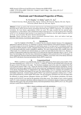 Electronic and Vibrational Properties of Pbsns3 | PDF