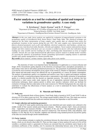 Factor analysis as a tool for evaluation of spatial and temporal variations in groundwater ...