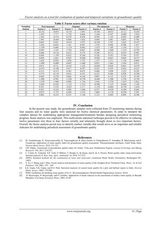 Factor analysis as a tool for evaluation of spatial and temporal ...