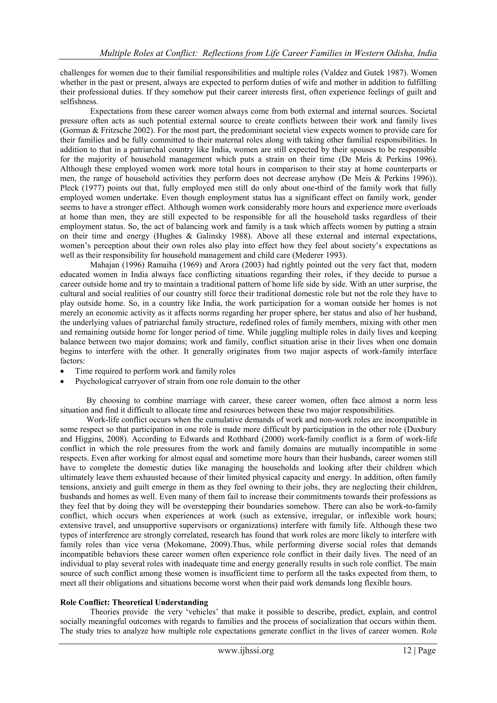 Multiple Roles at Conflict: Reflections from Life Career Families in ...