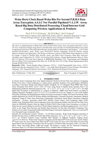 Weka Hertz Clock Based Weka Bits Per Second P.R.B.S Data Array Encryption A.S.I.C For Parallel ...