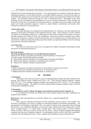 EFL Students’ Perceptions and Attitudes towards Facebook as ...