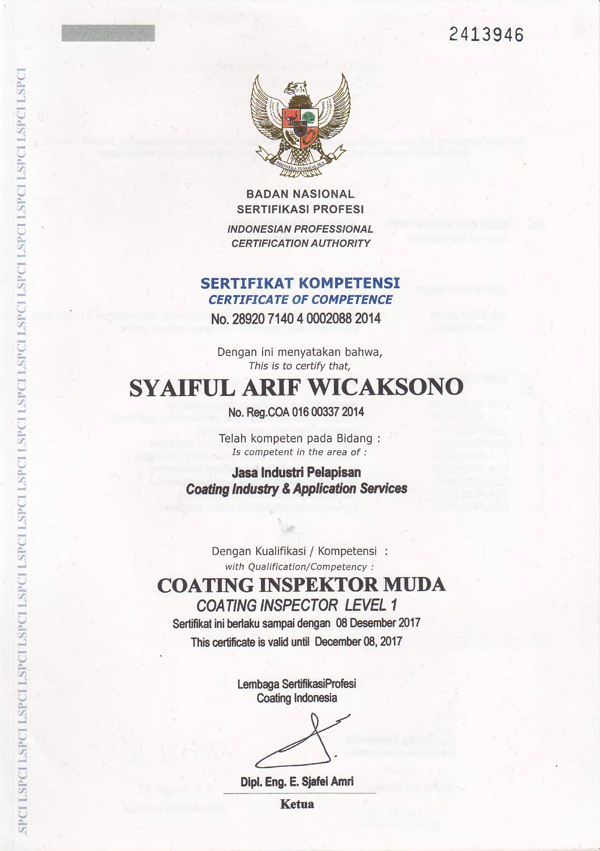 certificate of competency by BNSP | PDF