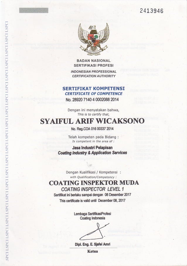 certificate of competency by BNSP | PDF