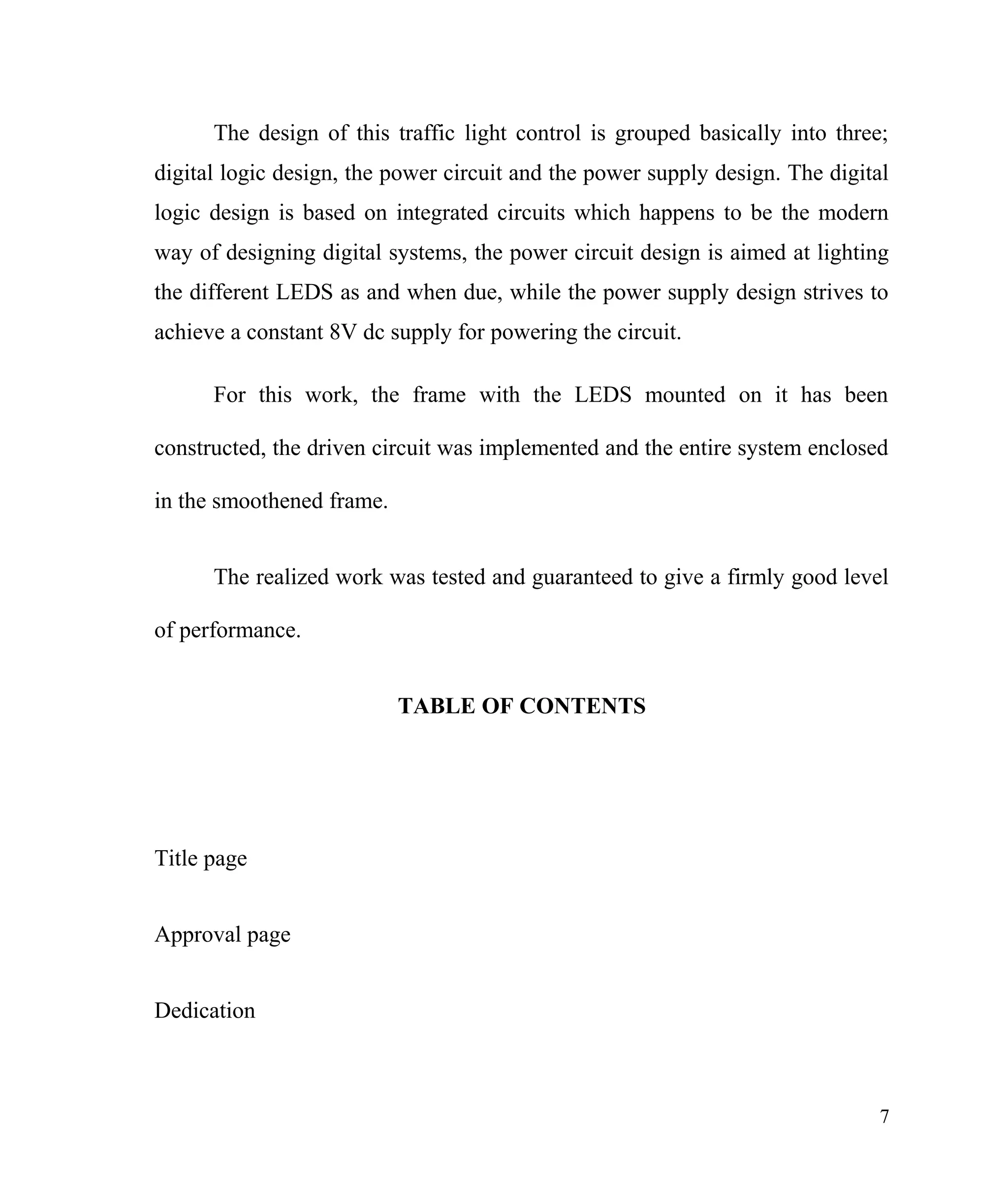 THE DESIGN AND IMPLEMENTATION OF A FOUR – WAY TRAFFIC LIGHT | DOC