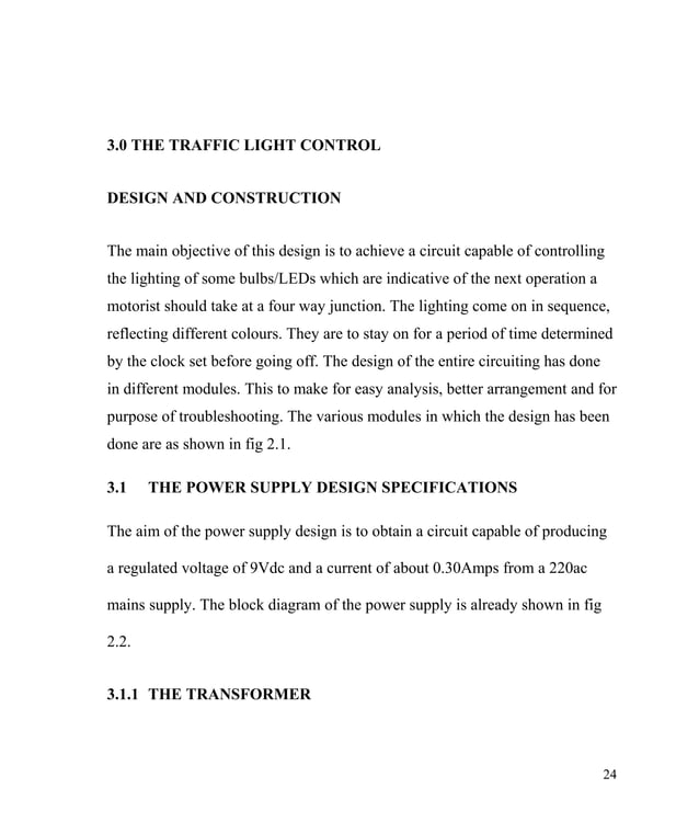 THE DESIGN AND IMPLEMENTATION OF A FOUR – WAY TRAFFIC LIGHT | DOC ...