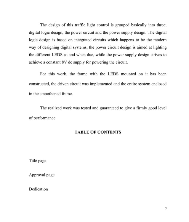 THE DESIGN AND IMPLEMENTATION OF A FOUR – WAY TRAFFIC LIGHT | DOC ...