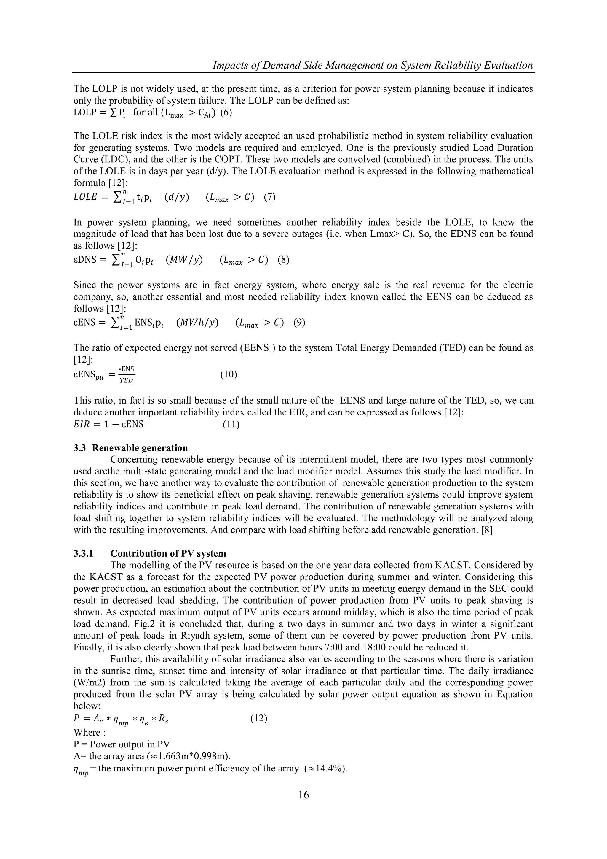 Impacts of Demand Side Management on System Reliability Evaluation | PDF