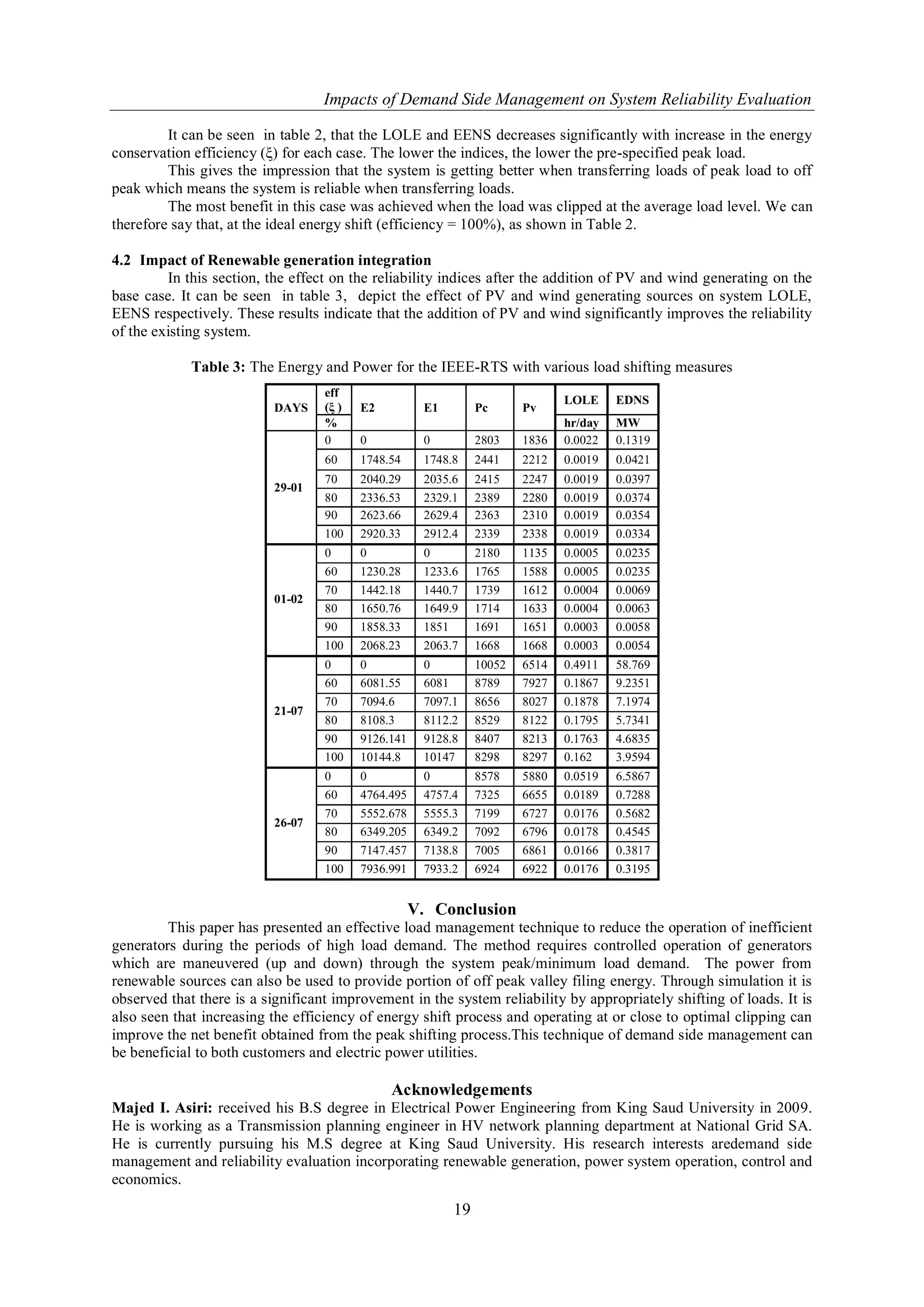 Impacts of Demand Side Management on System Reliability Evaluation | PDF