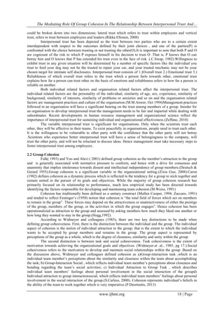 The Mediating Role of Group Cohesion in the Relationship between ...