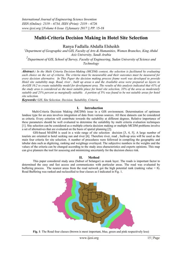 Multi Criteria Decision Making In Hotel Site Selection Pdf