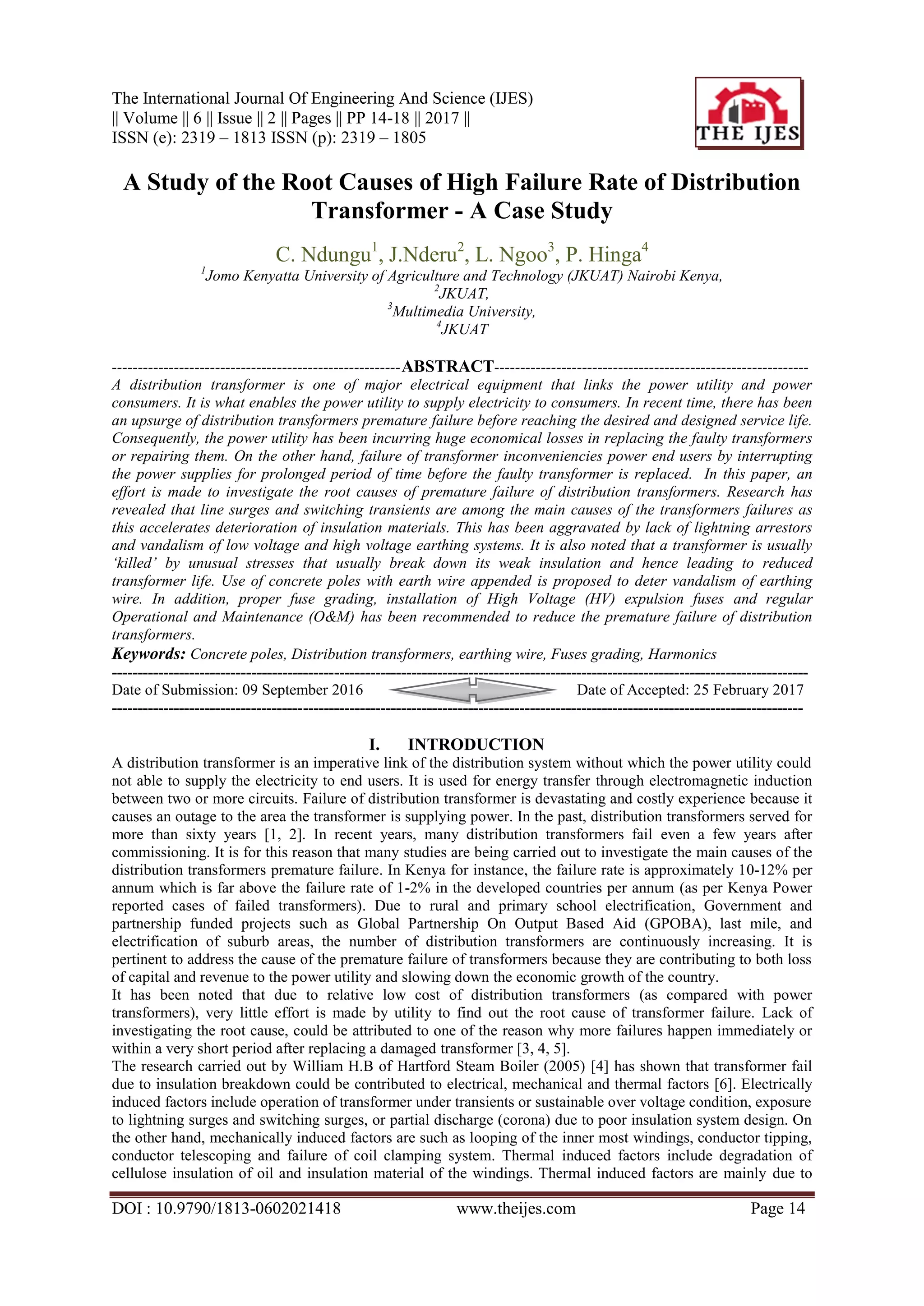 A Study of the Root Causes of High Failure Rate of Distribution ...