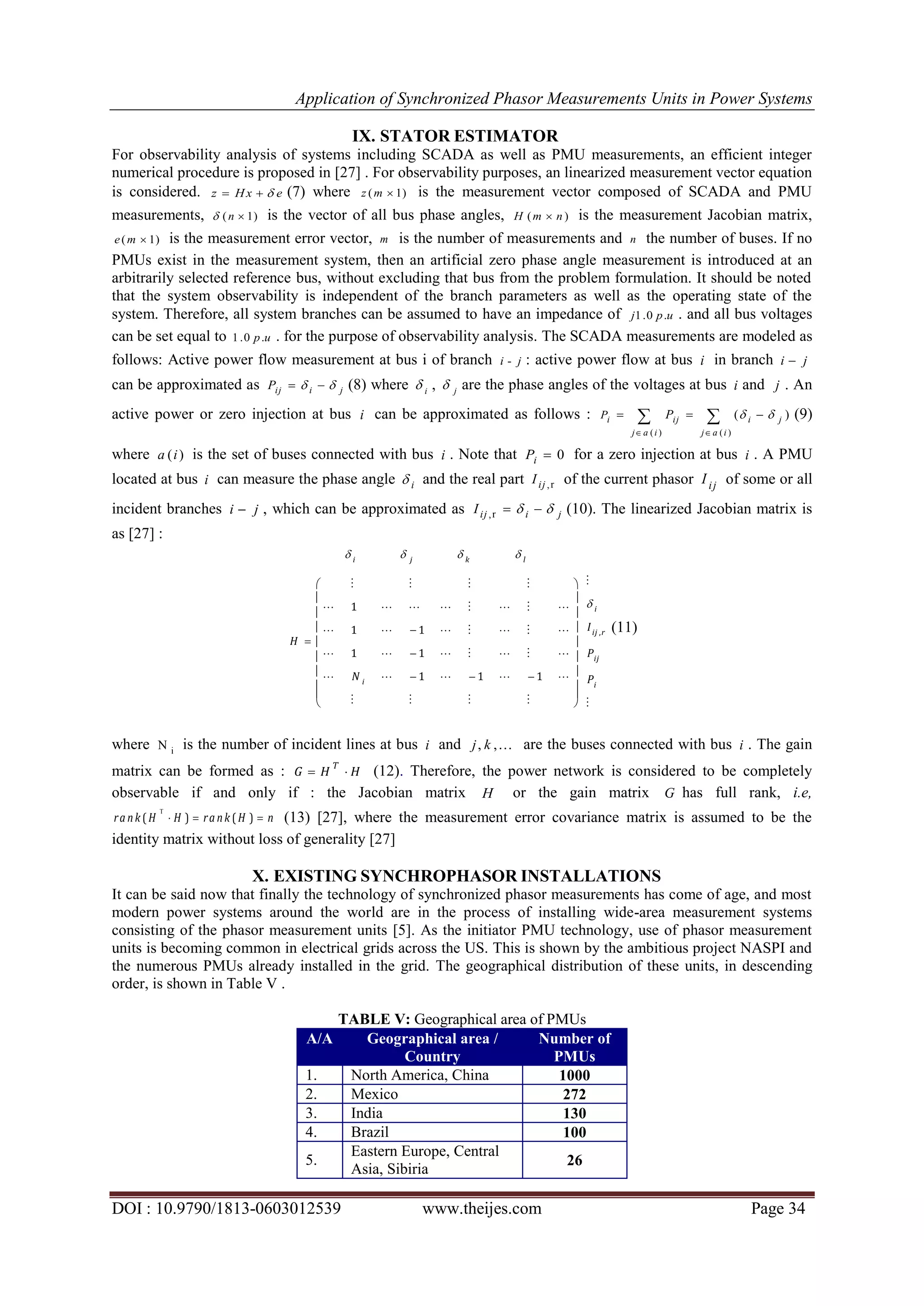 Application of Synchronized Phasor Measurements Units in Power Systems | PDF