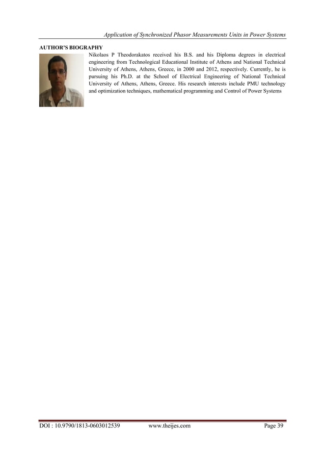 Application Of Synchronized Phasor Measurements Units In Power Systems Pdf