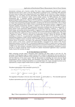 Application of Synchronized Phasor Measurements Units in Power Systems | PDF