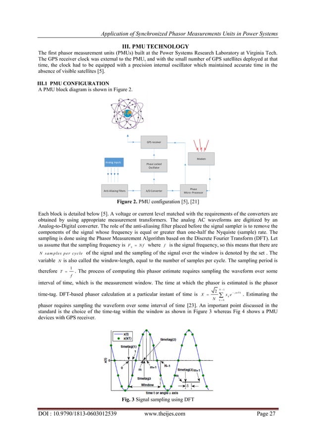 Application Of Synchronized Phasor Measurements Units In Power Systems