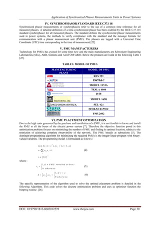 Application of Synchronized Phasor Measurements Units in Power Systems | PDF
